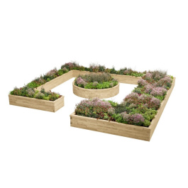 Tuinbak Kader met ronde Moestuinbak / 6.675m x 6.4m x 0.45m | WoodBlocX